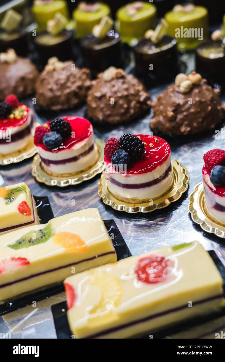 Italian Bakery counter, traditional Sicilian pastry. Fresh and tasty ...