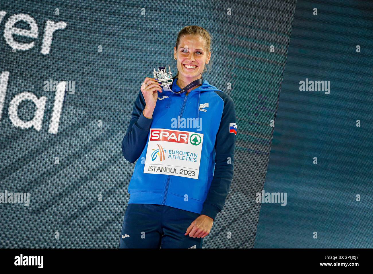 ISTANBUL, TURKEY - MARCH 05: Anita Horvat of Slovenia posing with medal ...