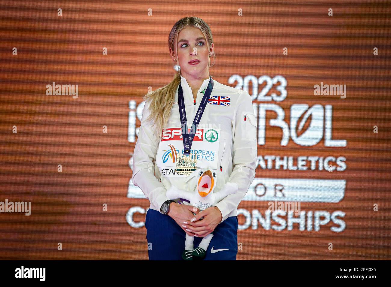 ISTANBUL, TURKEY - MARCH 05: Keely Hodgkinson of Great Britain posing ...