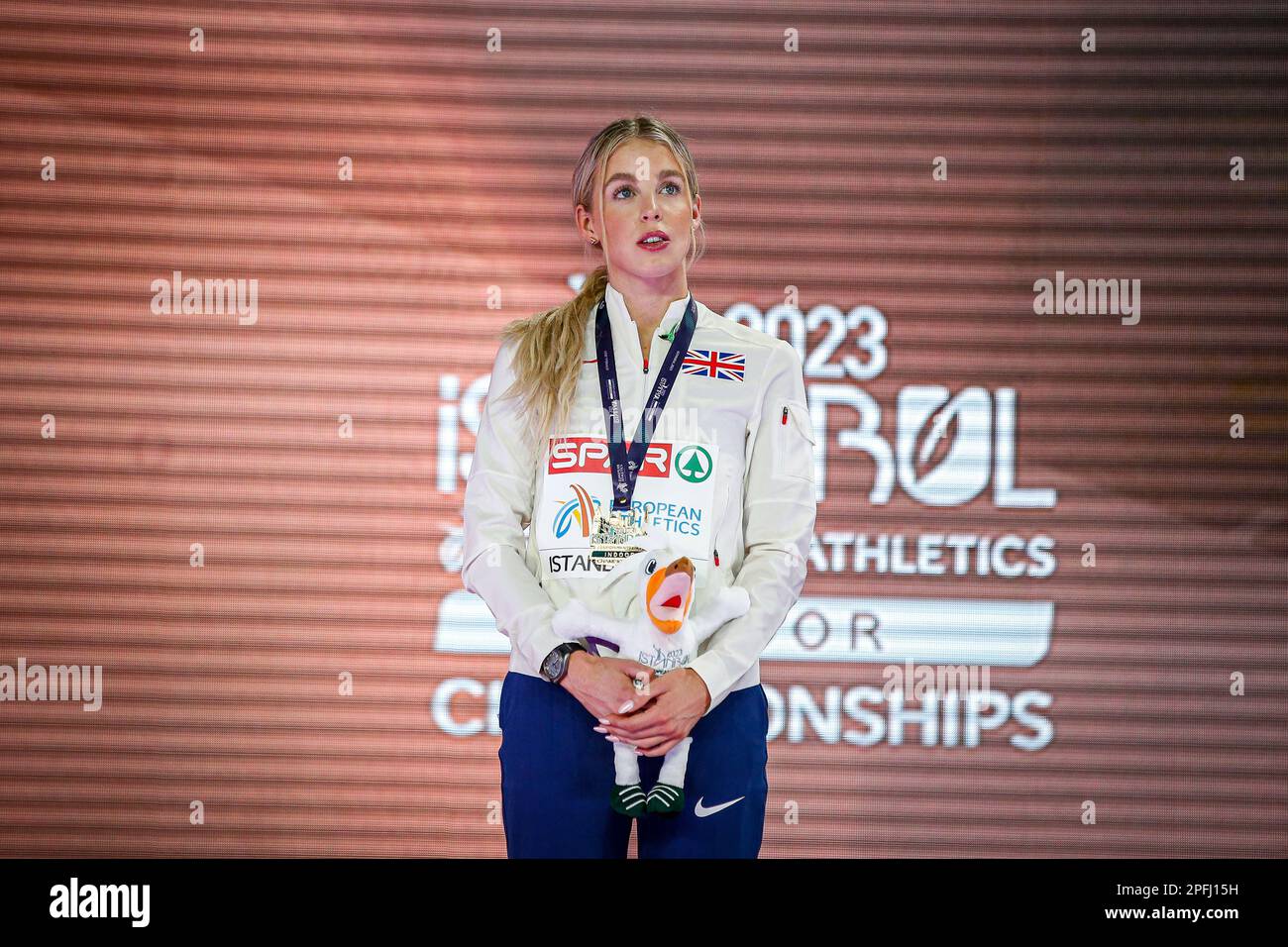 ISTANBUL, TURKEY - MARCH 05: Keely Hodgkinson of Great Britain posing ...