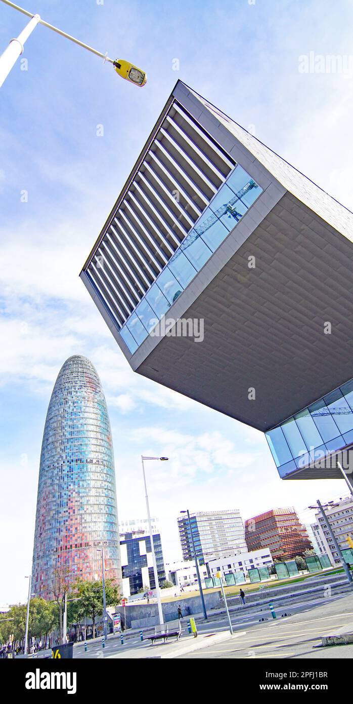 Torre Agbar and Museu del Disseny in Barcelona, Catalunya, Spain ...