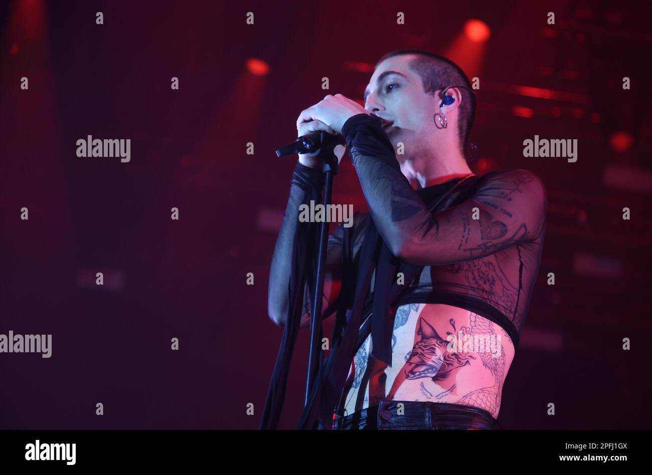 Italian rock band Maneskin in concert during the “Loud Kids Tour ...
