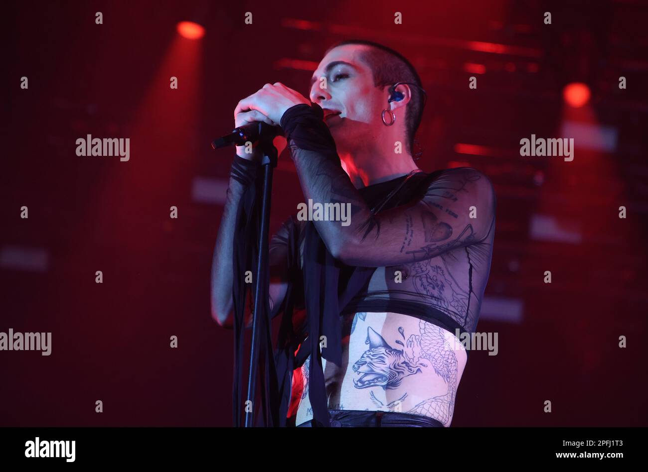 Italian rock band Maneskin in concert during the “Loud Kids Tour ...