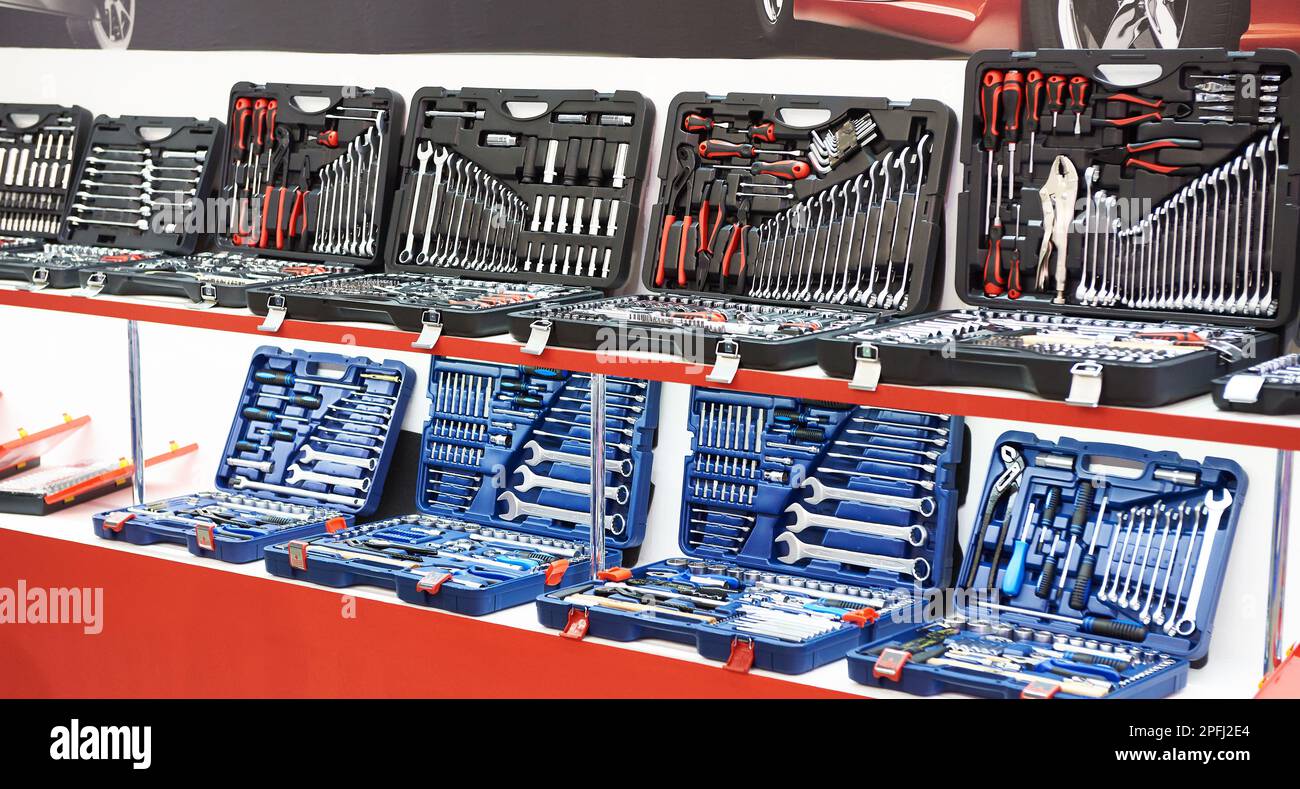 Set socket wrenches in plastic box at store Stock Photo - Alamy
