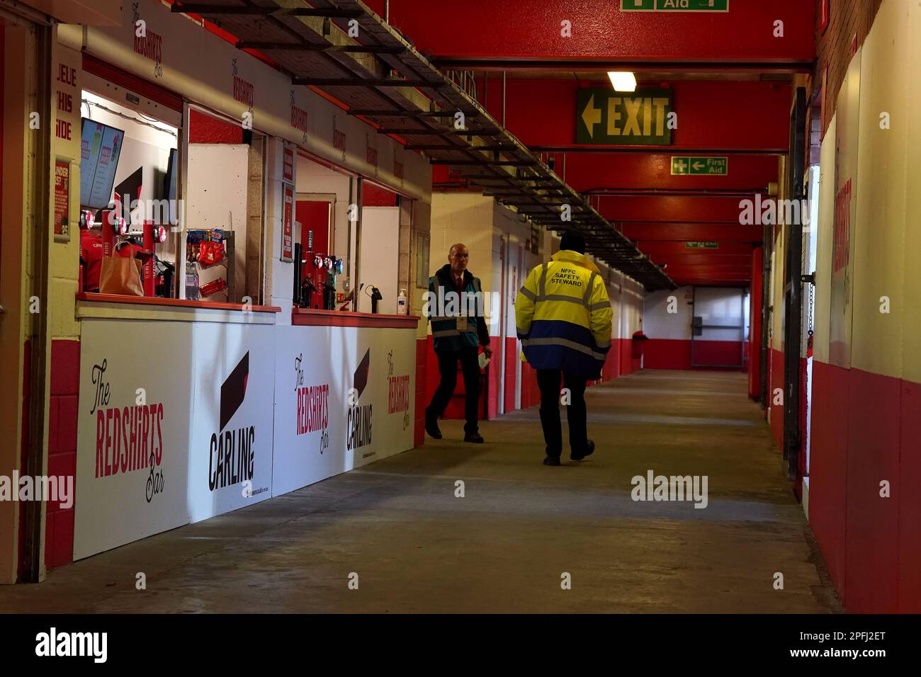 Stewards in the concourse in the Brian Clough stand ahead of the ...