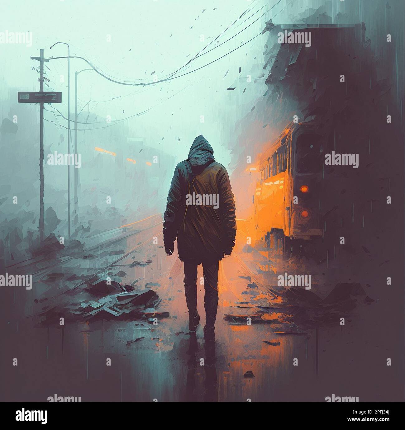 Sad man walking alone at the night hi-res stock photography and images ...