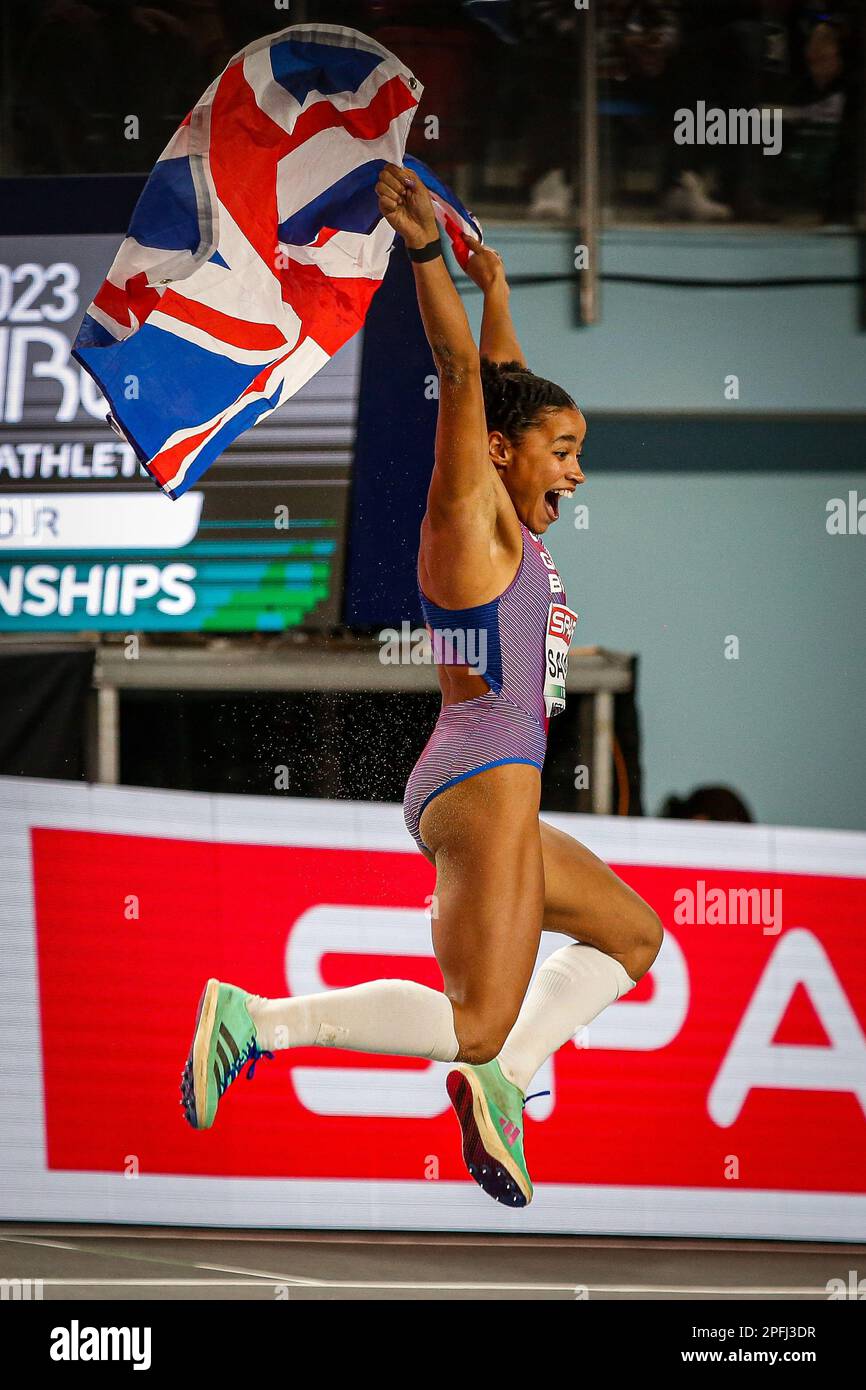 ISTANBUL, TURKEY - MARCH 05: Jazmin Sawyers of Great Britain celebrates ...