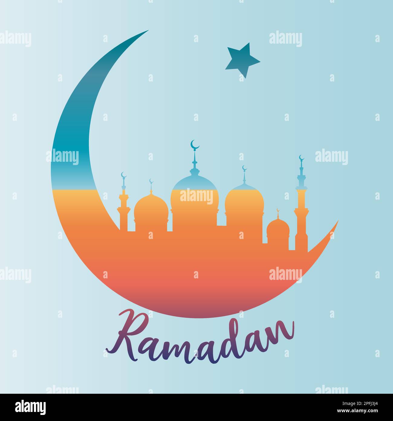 Ramadan concept in crescent moon shape with arabic islamic mosque for ...