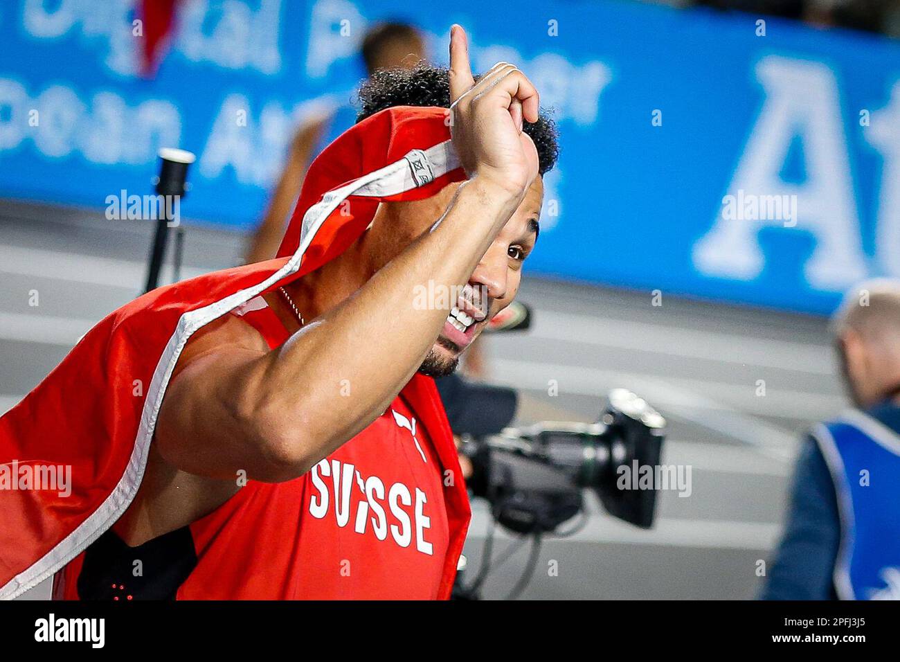 ISTANBUL, TURKEY - MARCH 05: Jason Joseph of Switzerland reacts in 60m ...