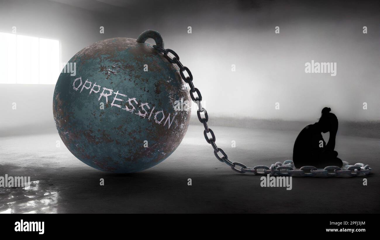 Oppression against a woman. Trapped in a hate prison, chained to a burden of Oppression. Alone ...