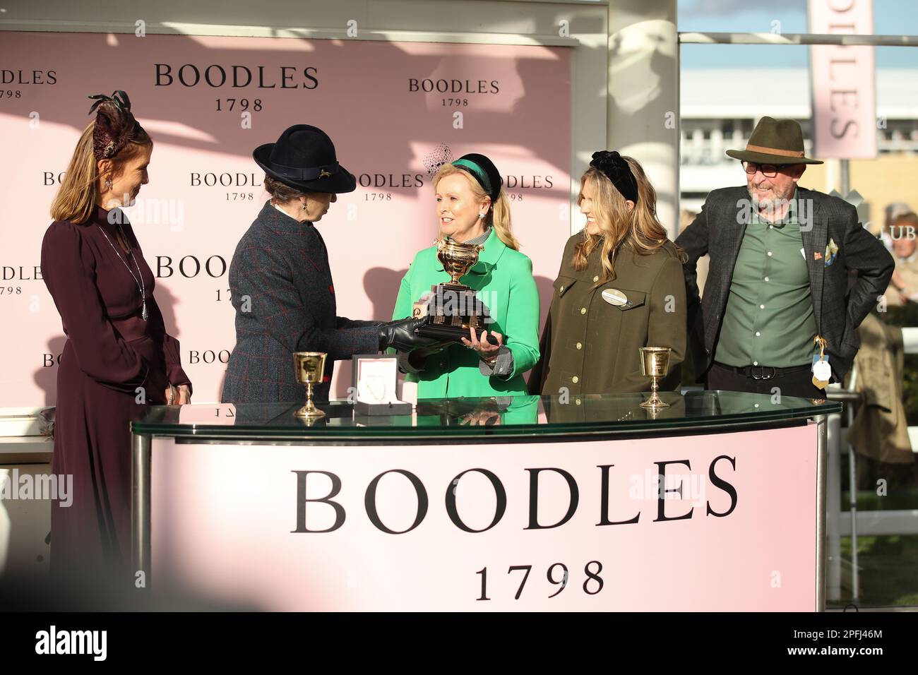 Princess Anne hands over the trophy to winning owner Mrs Audrey Turley ...