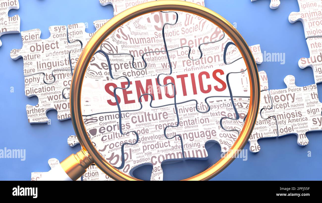 Semiotics being closely examined along with multiple vital concepts and ideas directly related ...