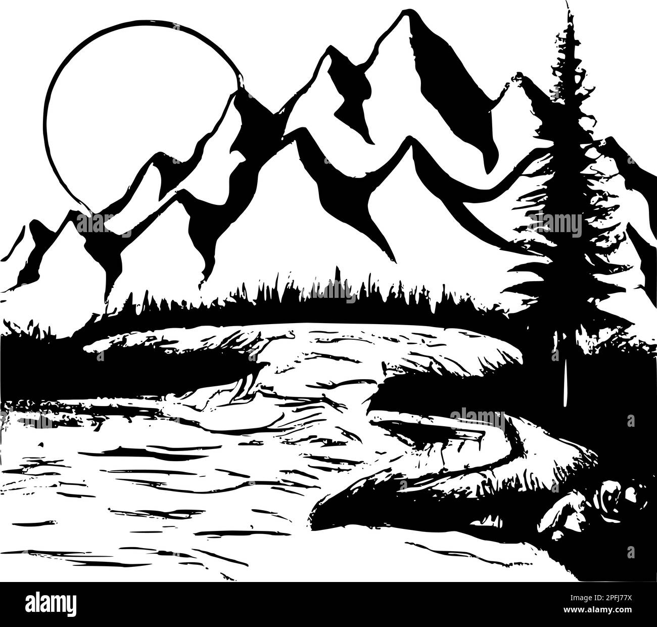 Black And White Sunset Clipart