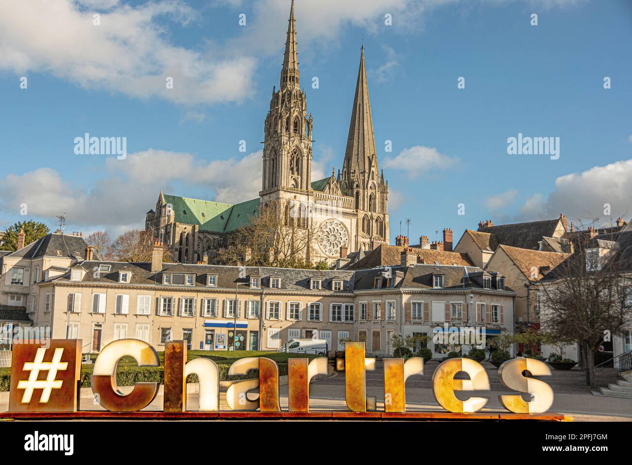 chartres french historical city and its cathedral near paris Stock ...