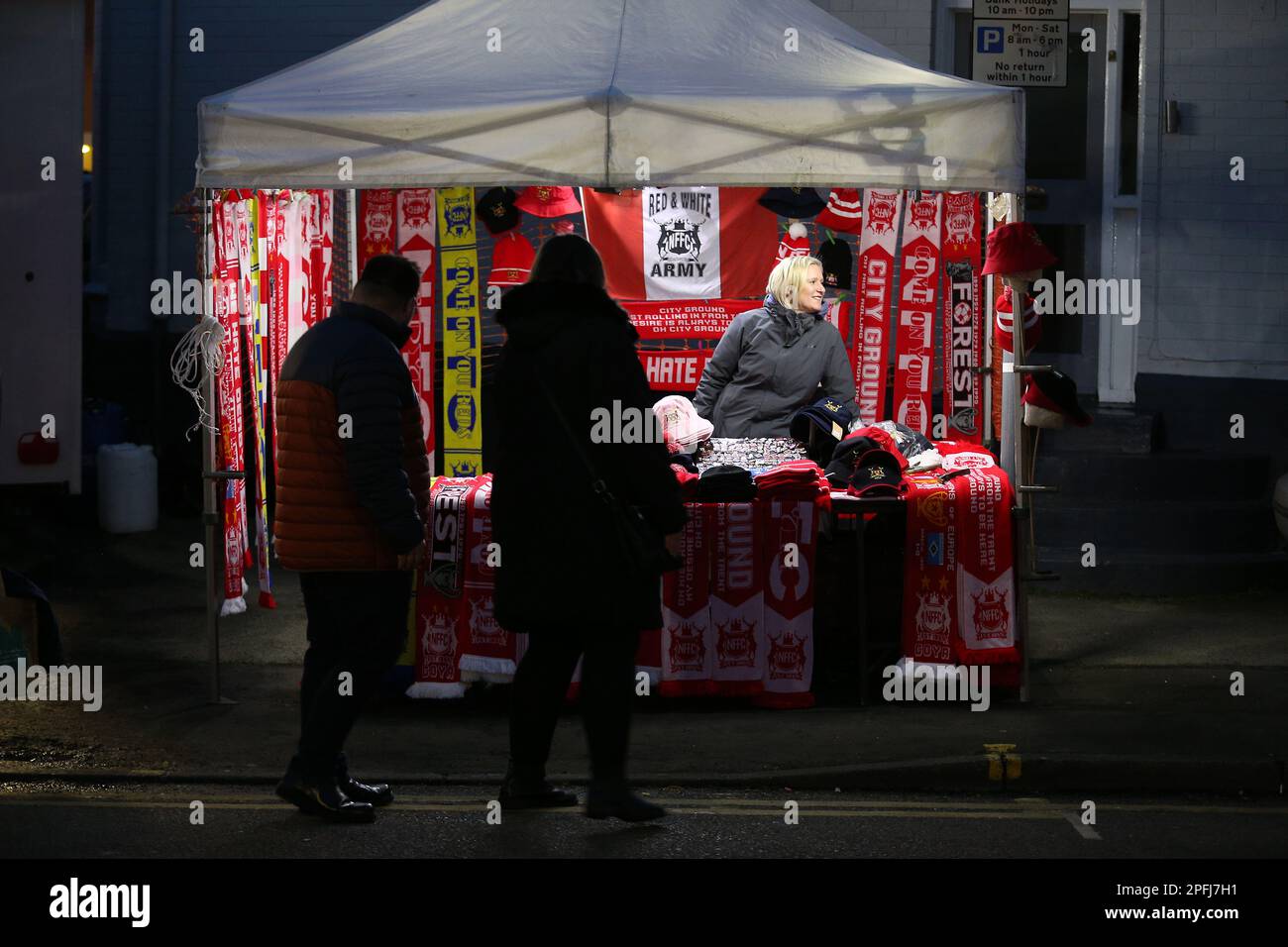 A merchandise stall outside the ground ahead of the Premier League ...