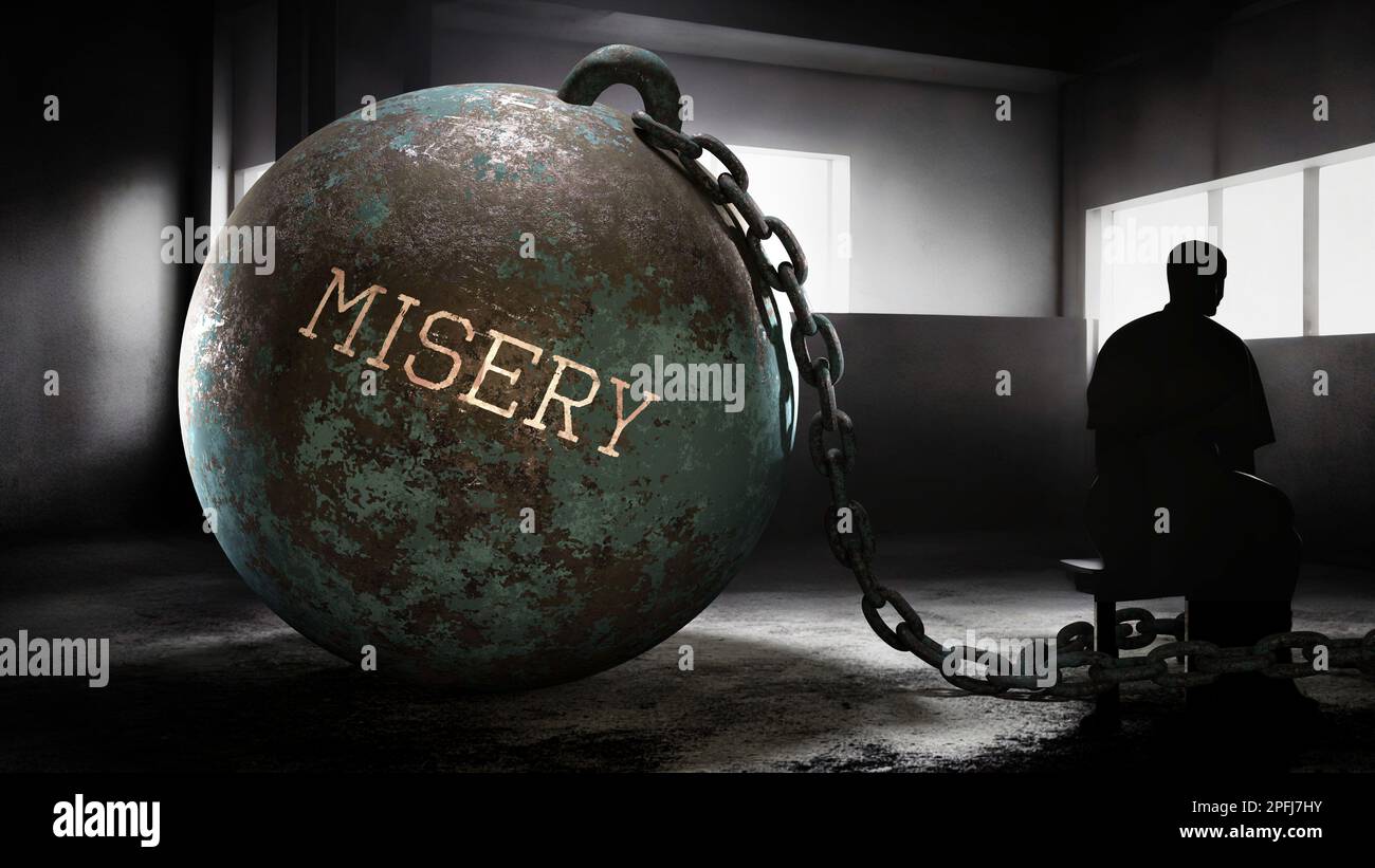 Misery and intimate, silent and lonely suffering human soul. Person ...