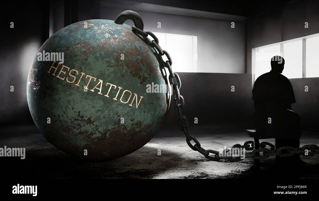 Hesitation and intimate, silent and lonely suffering human soul. Person ...