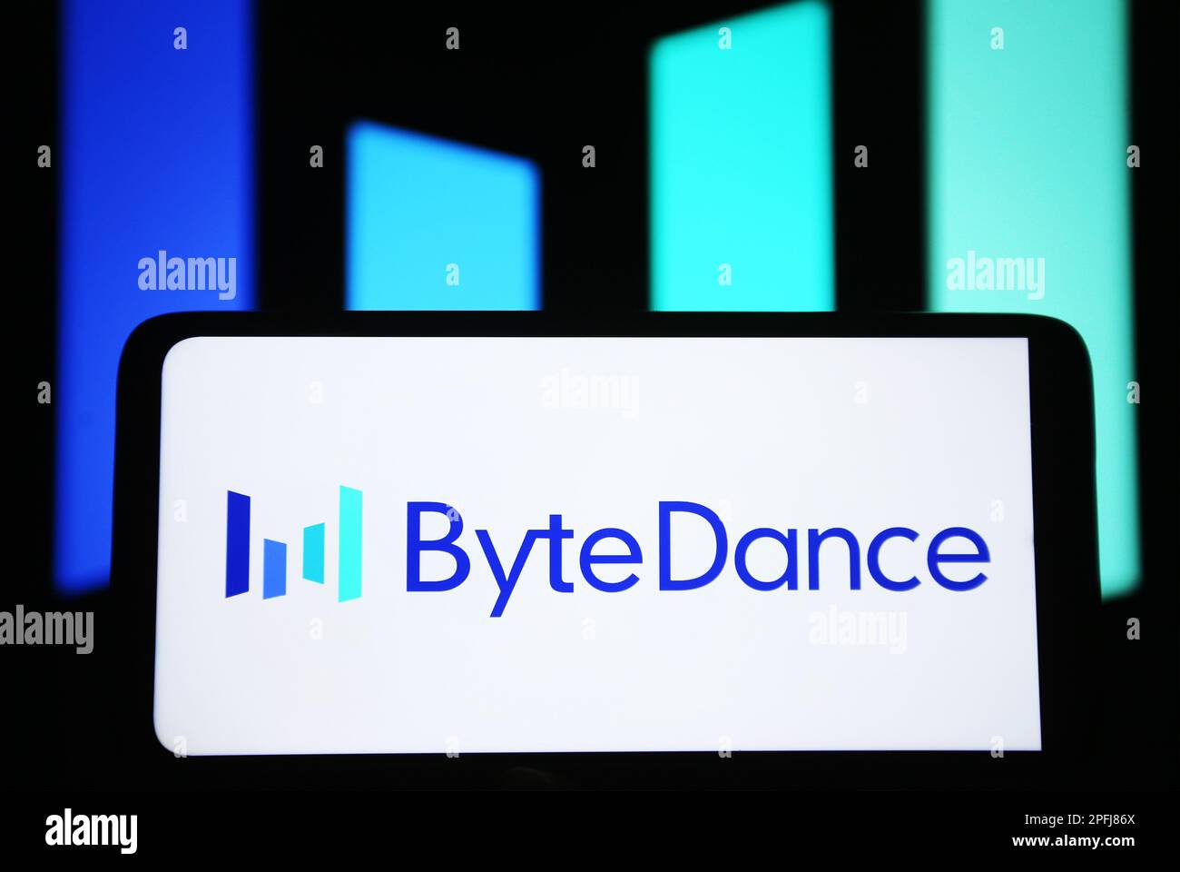 In this photo illustration, a ByteDance logo is seen on a smartphone ...