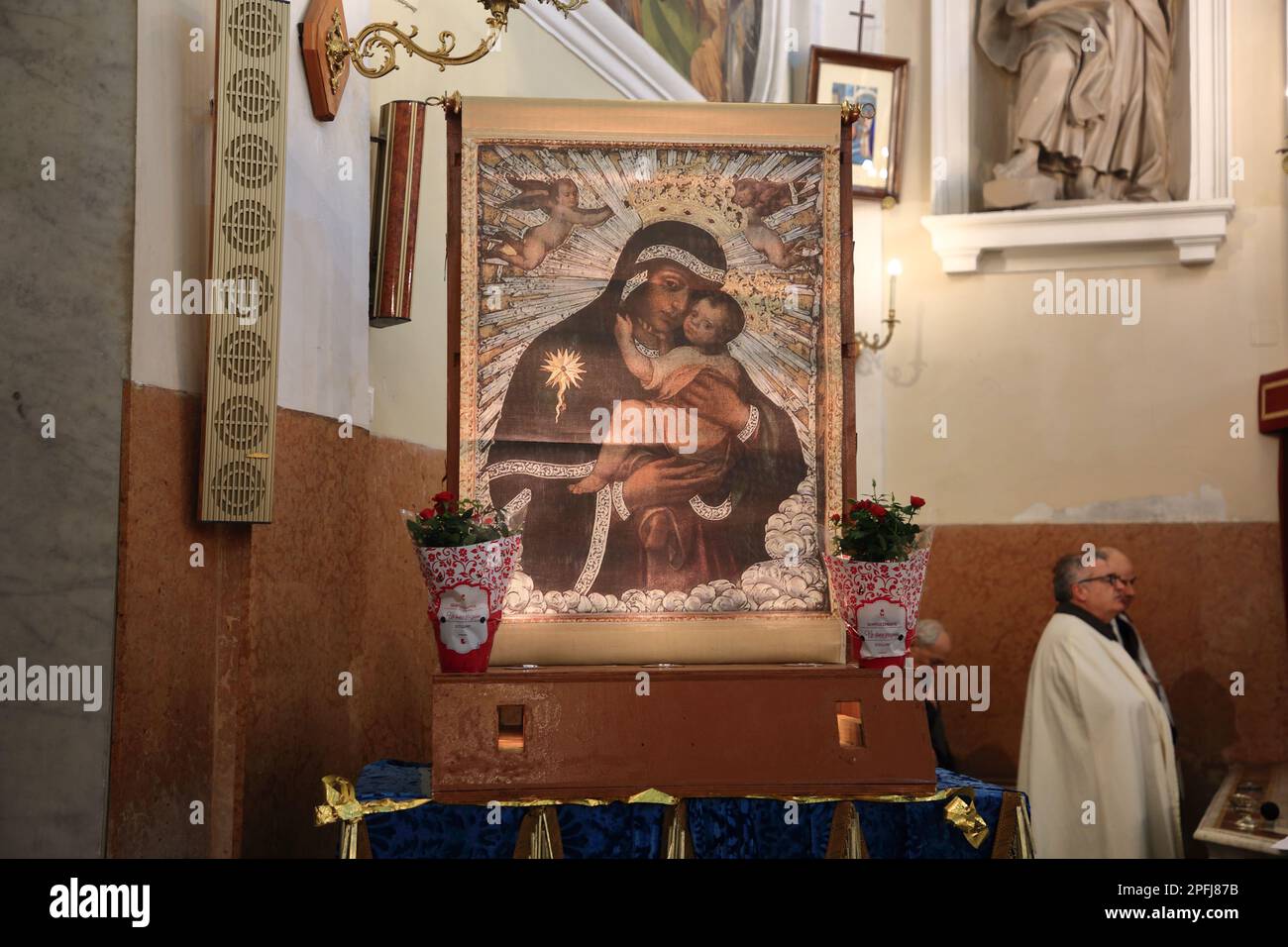 Religious ritual of Raising the picture of the Madonna del Carmine in ...