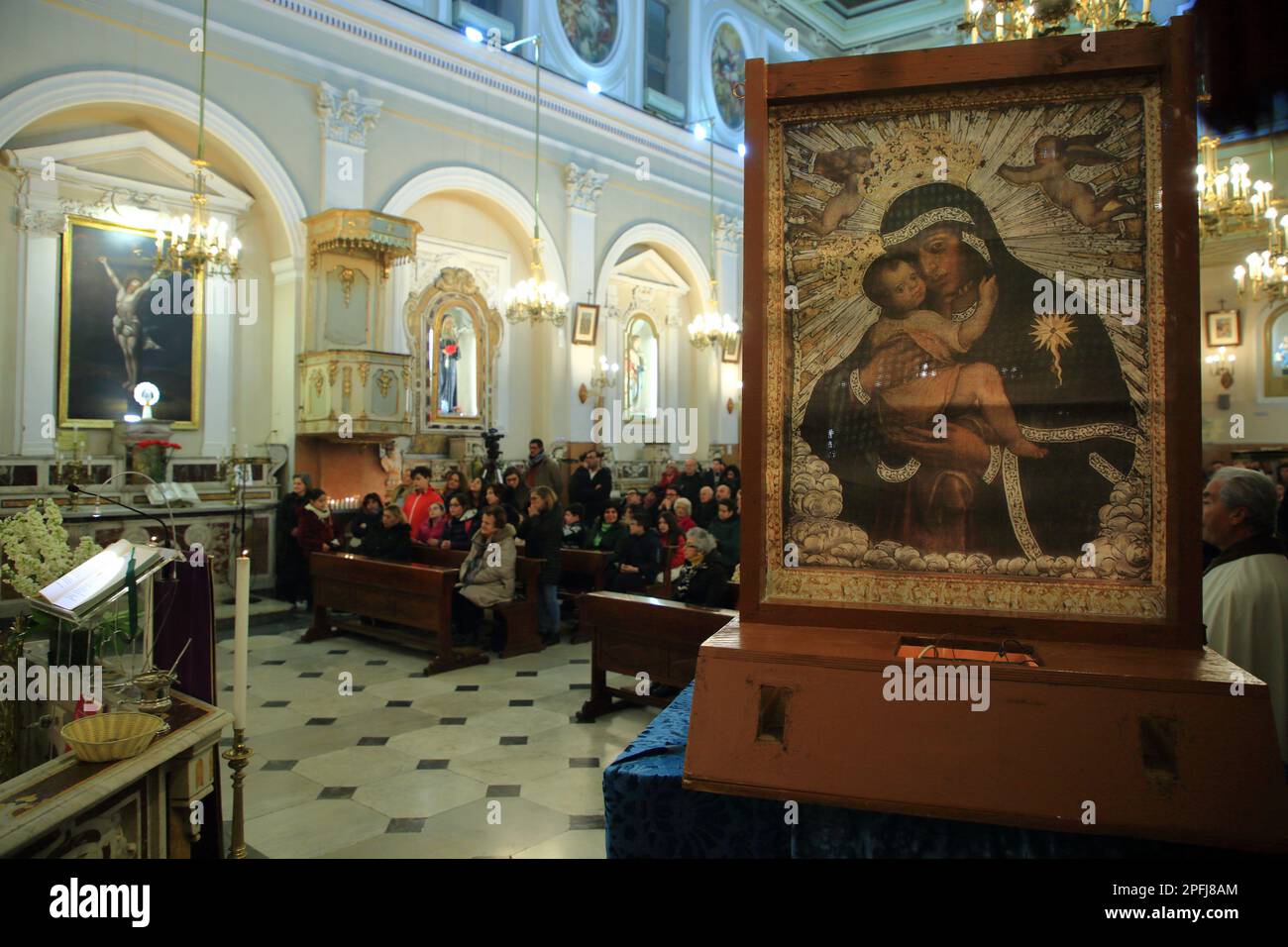 Religious ritual of Raising the picture of the Madonna del Carmine in ...