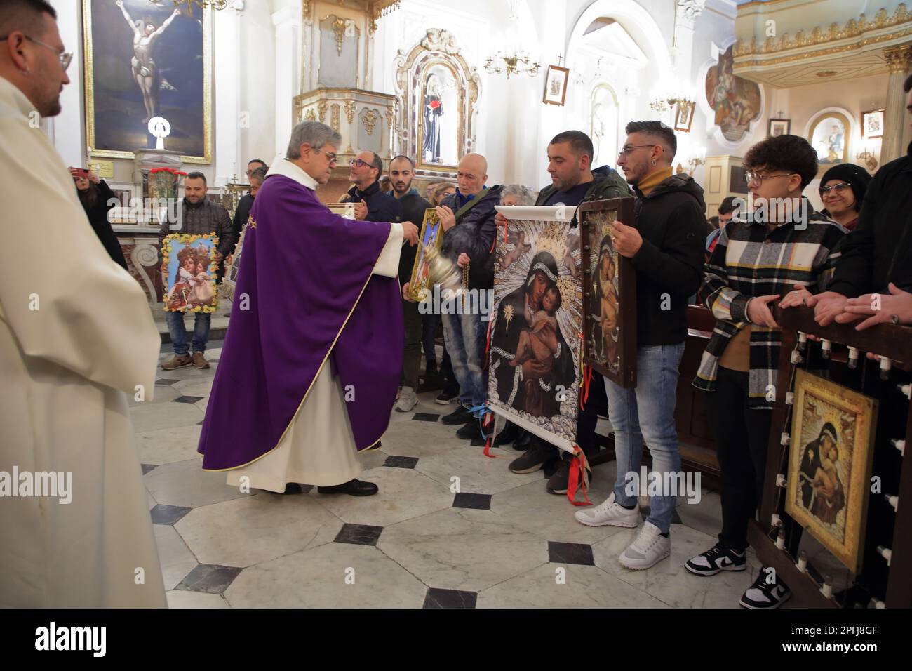 Religious ritual of Raising the picture of the Madonna del Carmine in ...