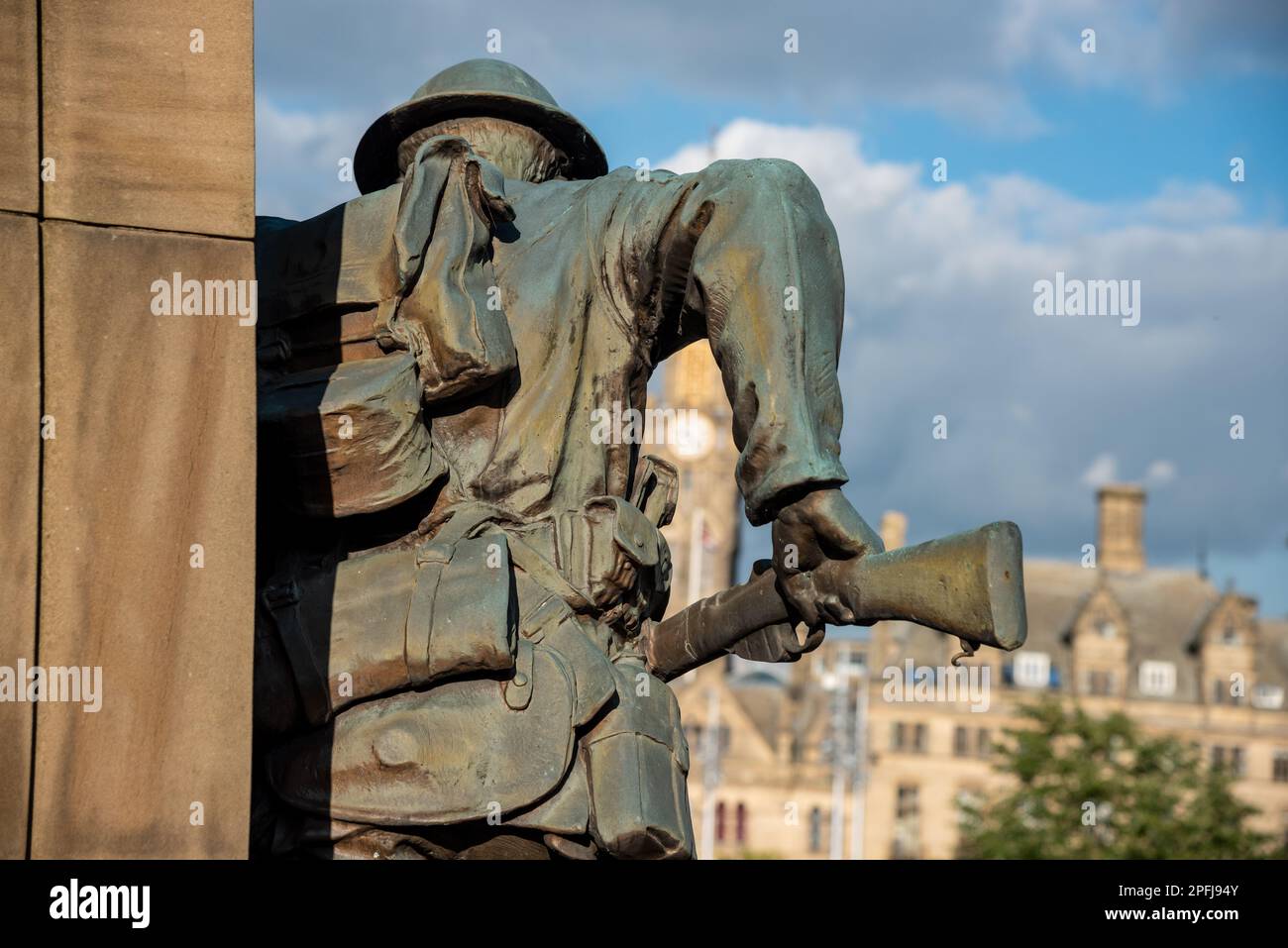 Rear view of War memorial statues in Bradford UK Stock Photo - Alamy