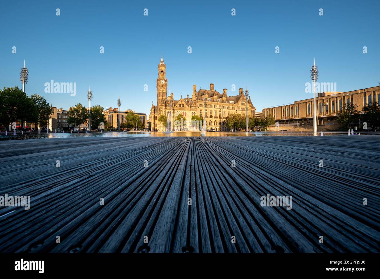 Panoramic view of City Hall from a distance in Bradford UK Stock Photo ...