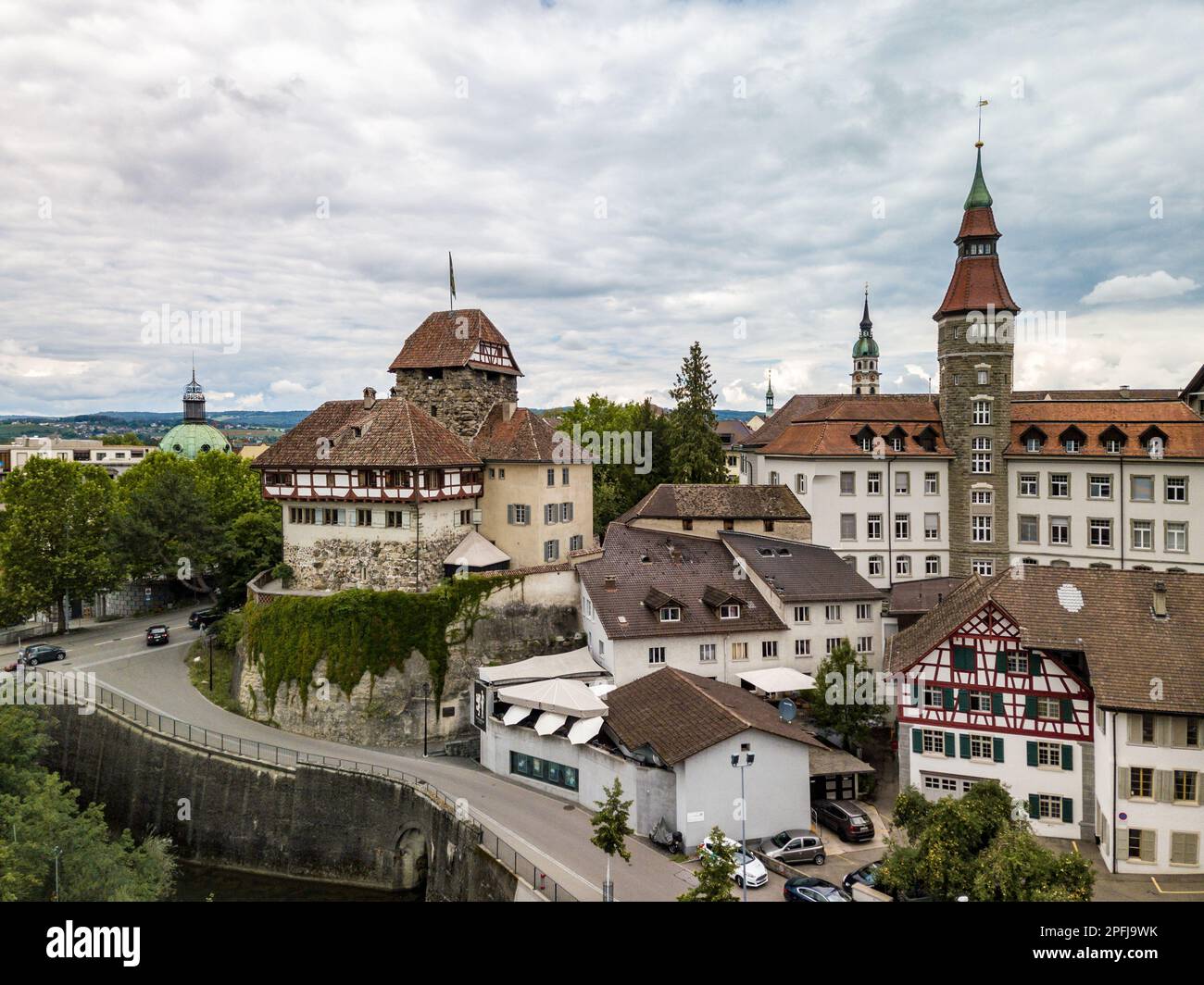 Frauenfeld, Switzerland - july 17. 2020: Aerial drone image of the ...