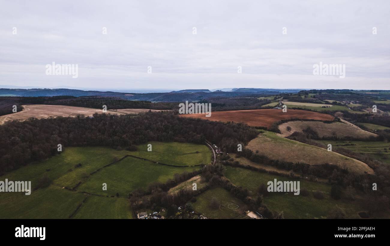 Aerial view of green countryside Stock Photo - Alamy