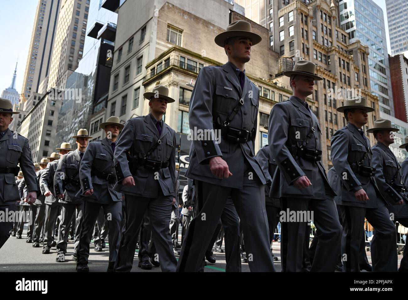 New York State Police officers march in the 262nd Annual St. Patrick's ...