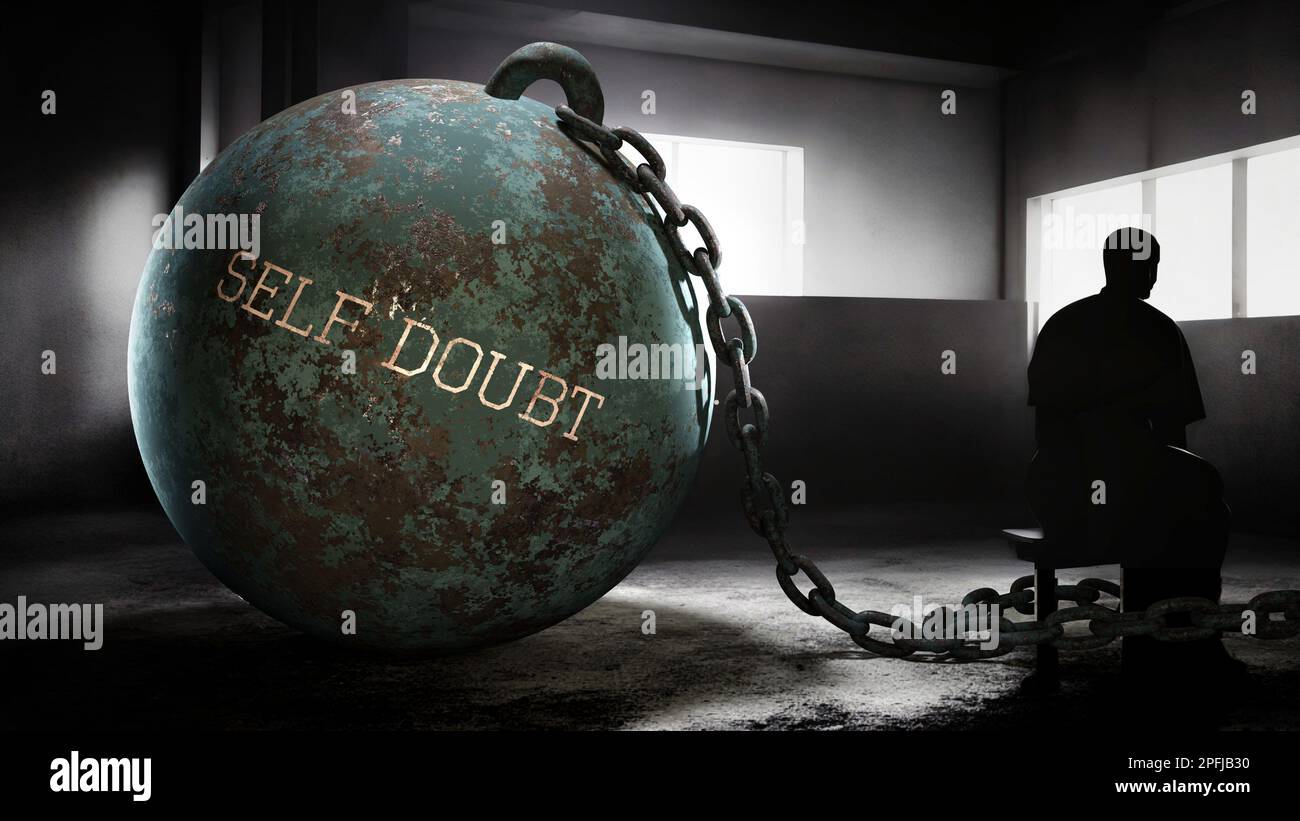 Self doubt and intimate, silent and lonely suffering human soul. Person ...