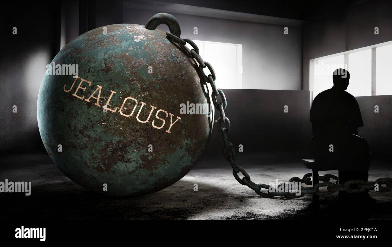 Jealousy and intimate, silent and lonely suffering human soul. Person ...