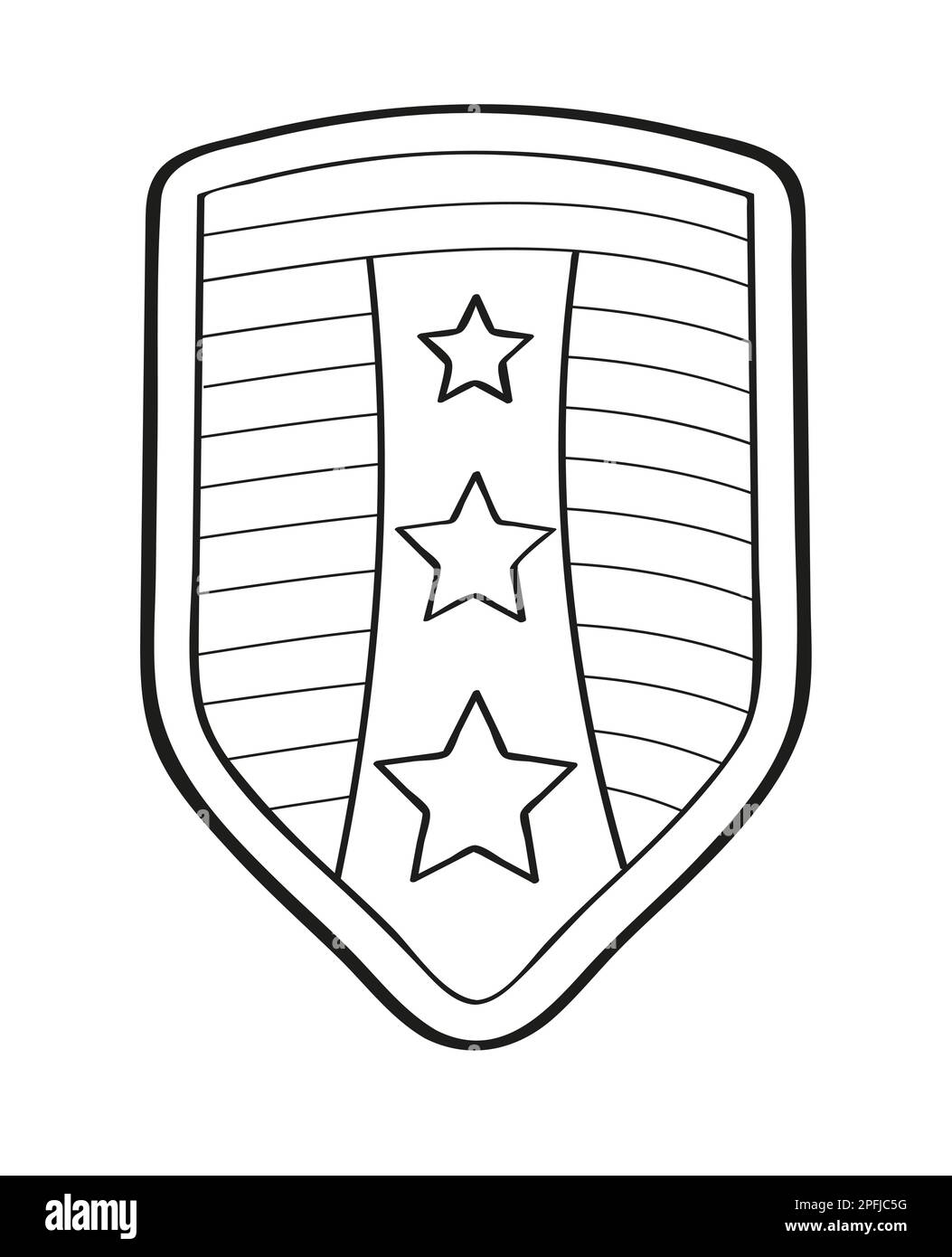 Shield with star. First place doodle icon. Champion status in sketch ...