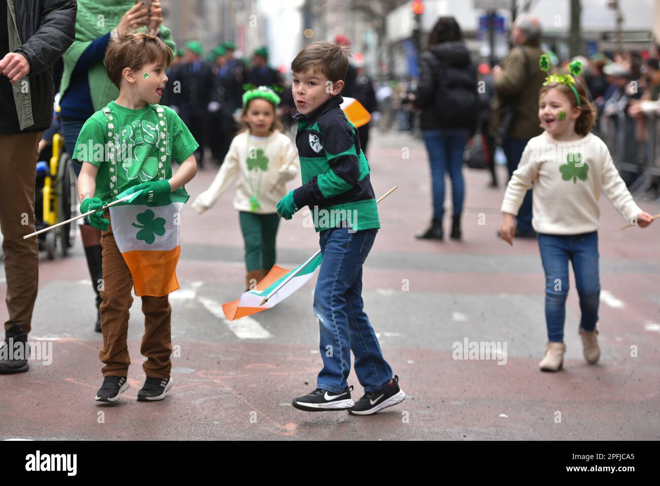 People march in the 262nd Annual St. Patrick's Day Parade on March 17 ...