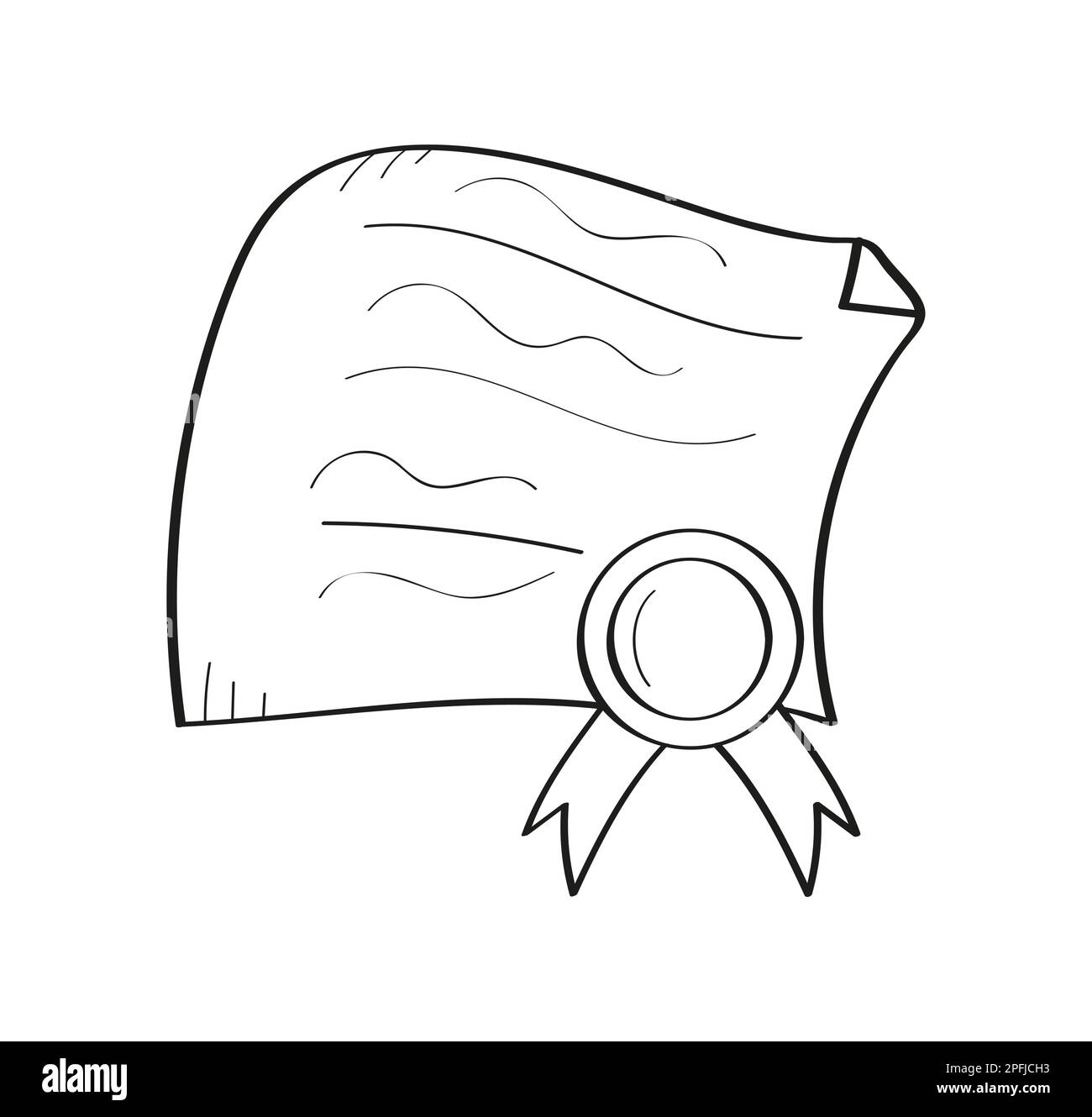 First place doodle icon. Champion status in sketch style. Winner prize ...