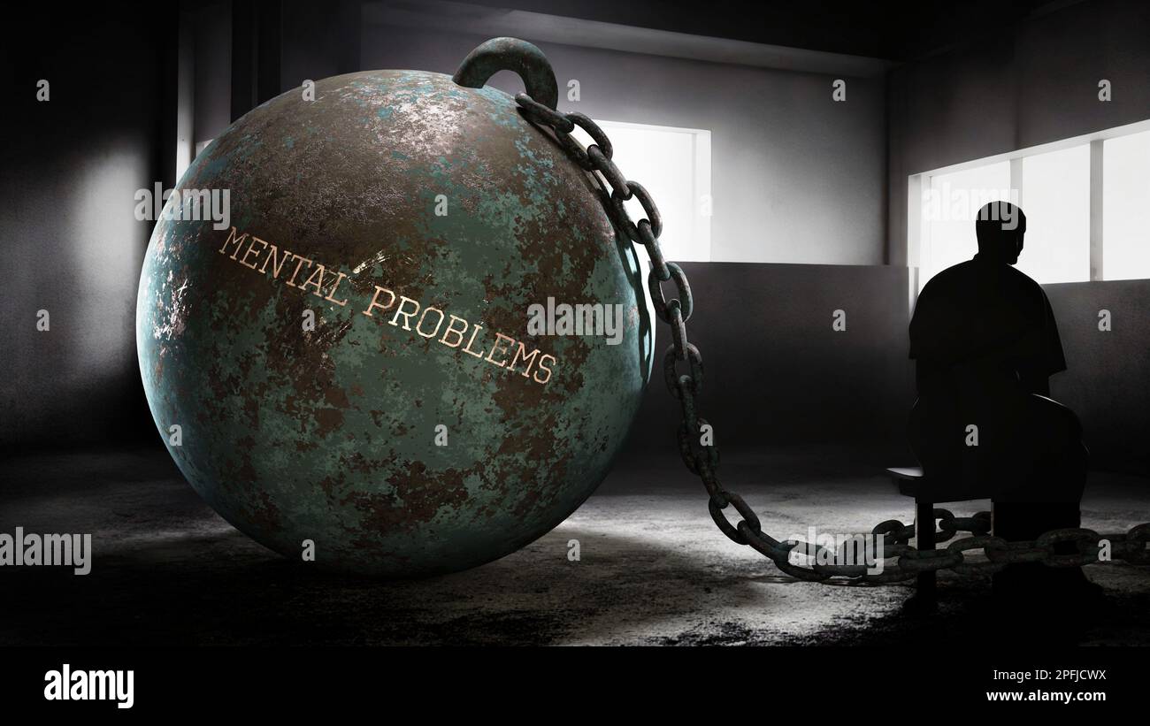 Mental problems and intimate, silent and lonely suffering human soul ...