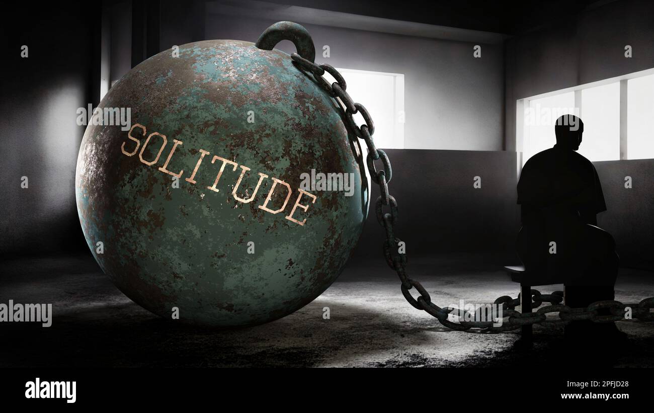 Solitude and intimate, silent and lonely suffering human soul. Person ...