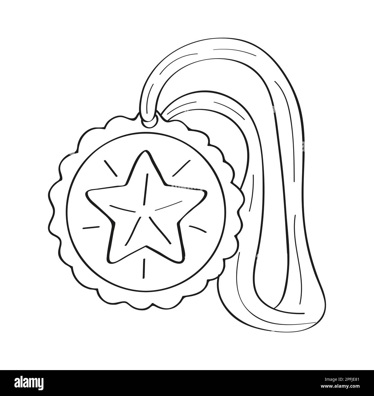 First place doodle icon. Champion status in sketch style. Winner prize ...