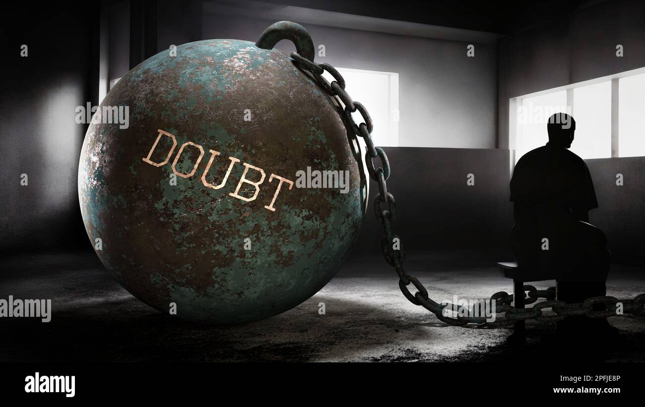 Doubt and intimate, silent and lonely suffering human soul. Person ...