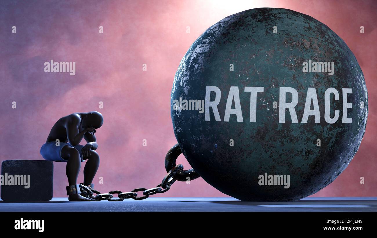 Rat race - a gigantic and unmovable weight chained to a vulnerable and ...