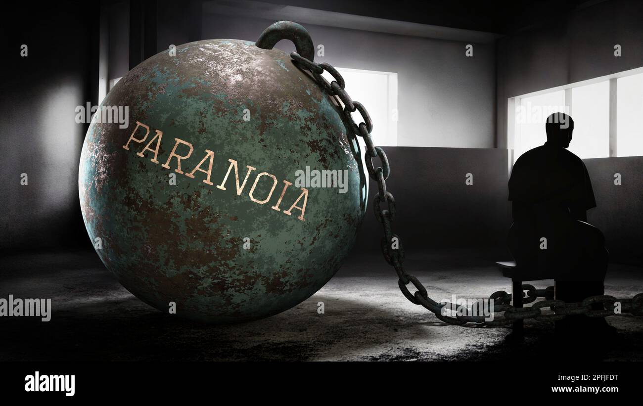 Paranoia and intimate, silent and lonely suffering human soul. Person ...