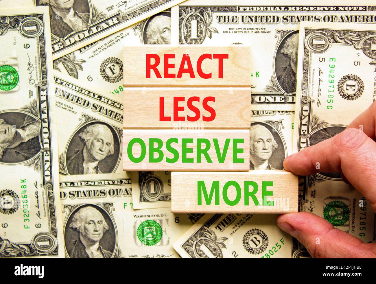 React Less Observe More Symbol Concept Words React Less Observe More On Wooden Block Beautiful