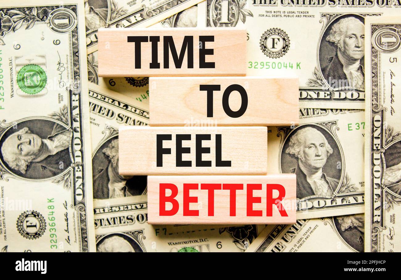 Time to feel better symbol. Concept words Time to feel better on wooden ...