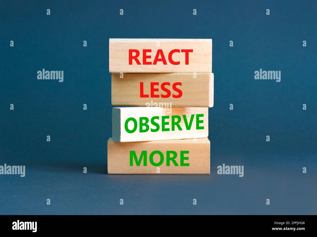 React Less Observe More Symbol Concept Words React Less Observe More On Wooden Block Beautiful