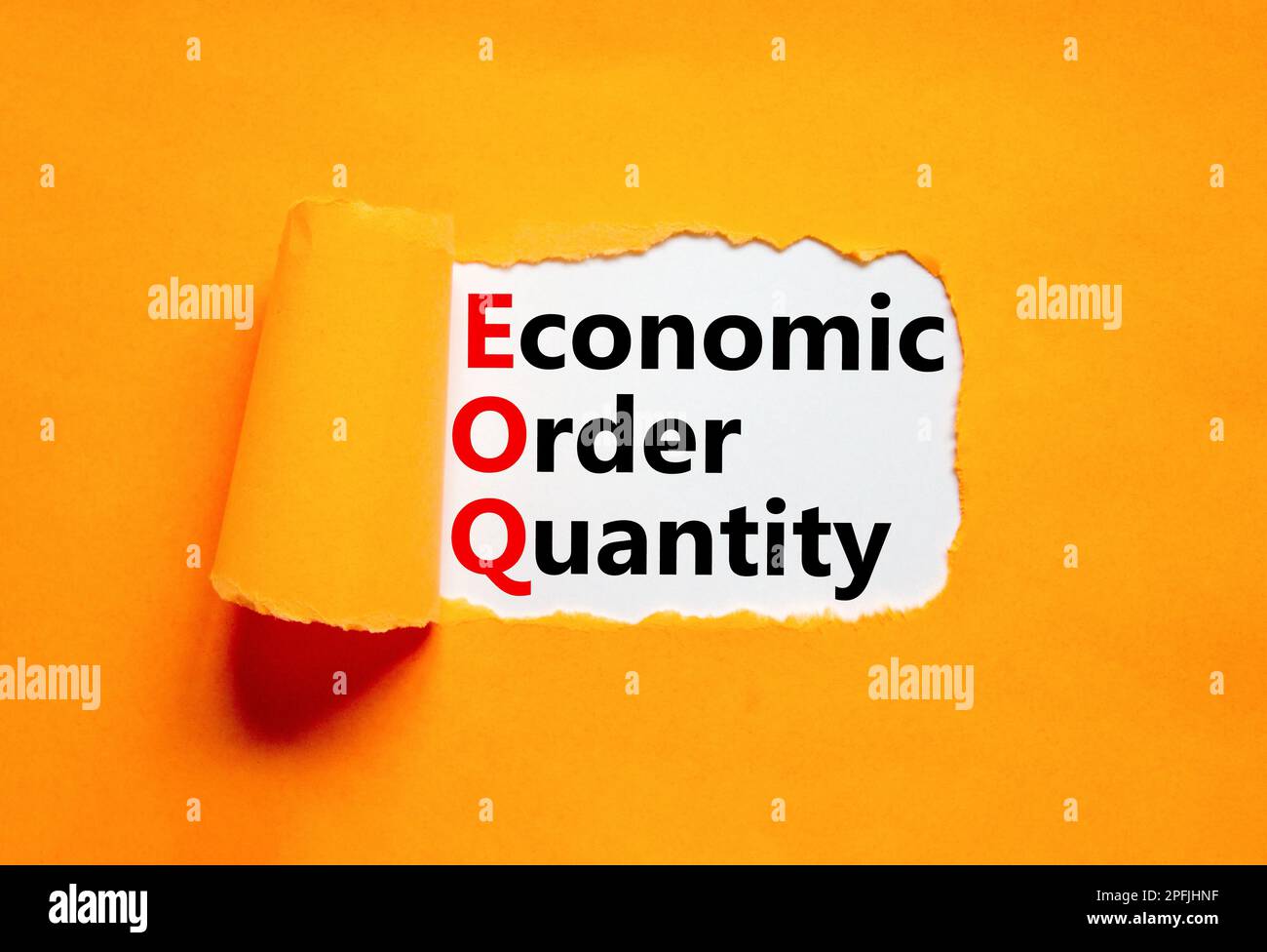 EOQ economic order quantity symbol. Concept words EOQ economic order quantity on white paper on ...