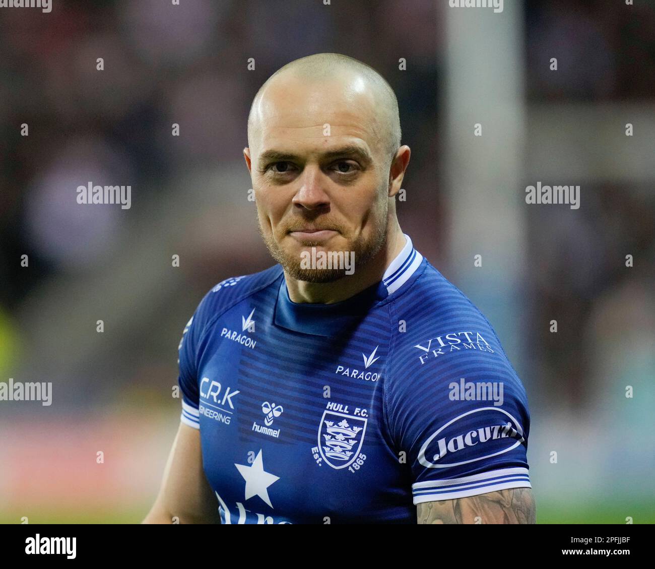 St Helens, UK. 17th Mar, 2023. Adam Swift #2 of Hull FC during the warm ...