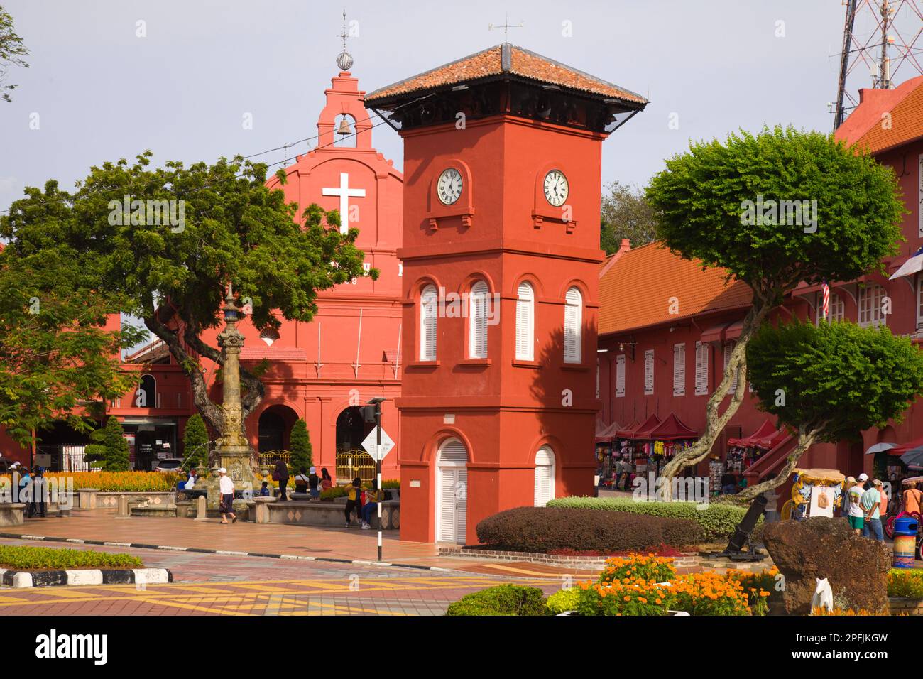 Malaysia, Melaka, Malacca, Dutch Square, Christ Church, Clock Tower ...