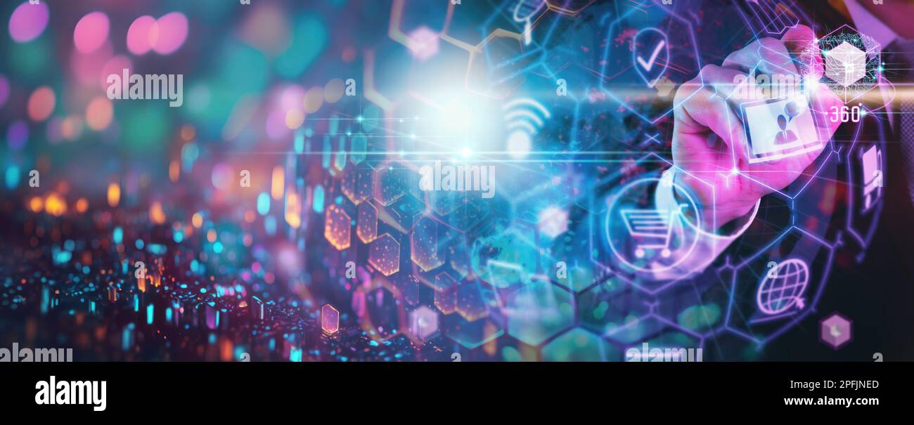 Metaverse digital cyber world technology concept businessman success ...
