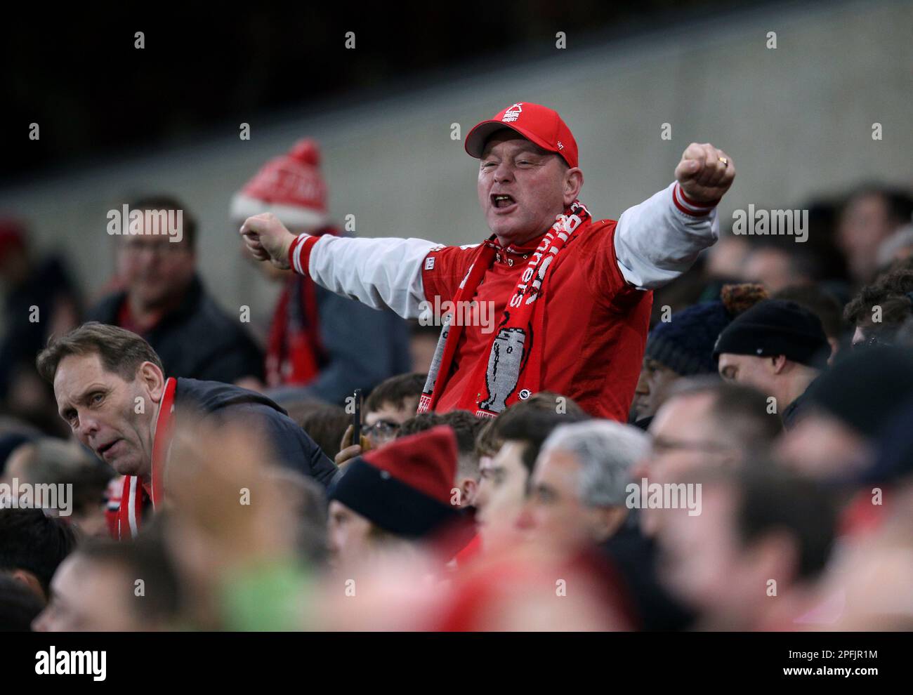 A Nottingham Forest fan in the stands during the Premier League match ...
