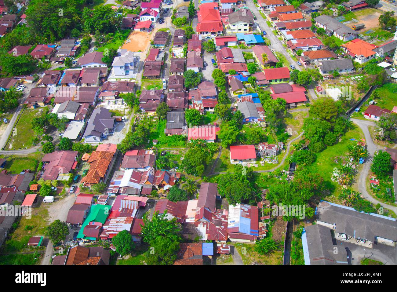 Malaysia, Melaka, Malacca, traditional, village area, aerial view Stock ...
